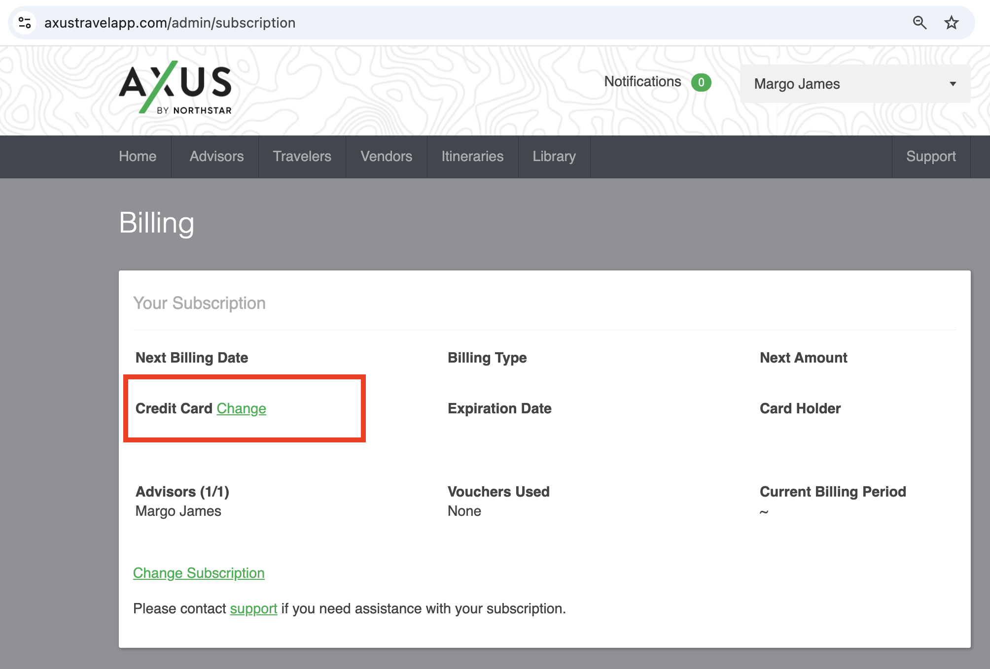 How to update credit card – AXUS Travel App