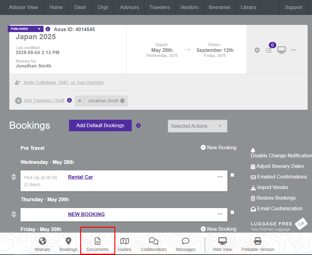 How do I add documents and destination guides to my itinerary? – AXUS ...
